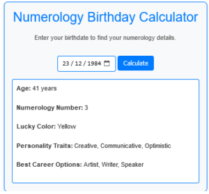 Numerology Birthday Calculator
